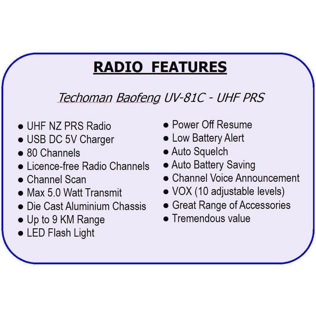 Baofeng UV-81C UHF PRS Radio for Mobile and Home Package - 5 Metre Cab – Techoman Electronics Ltd