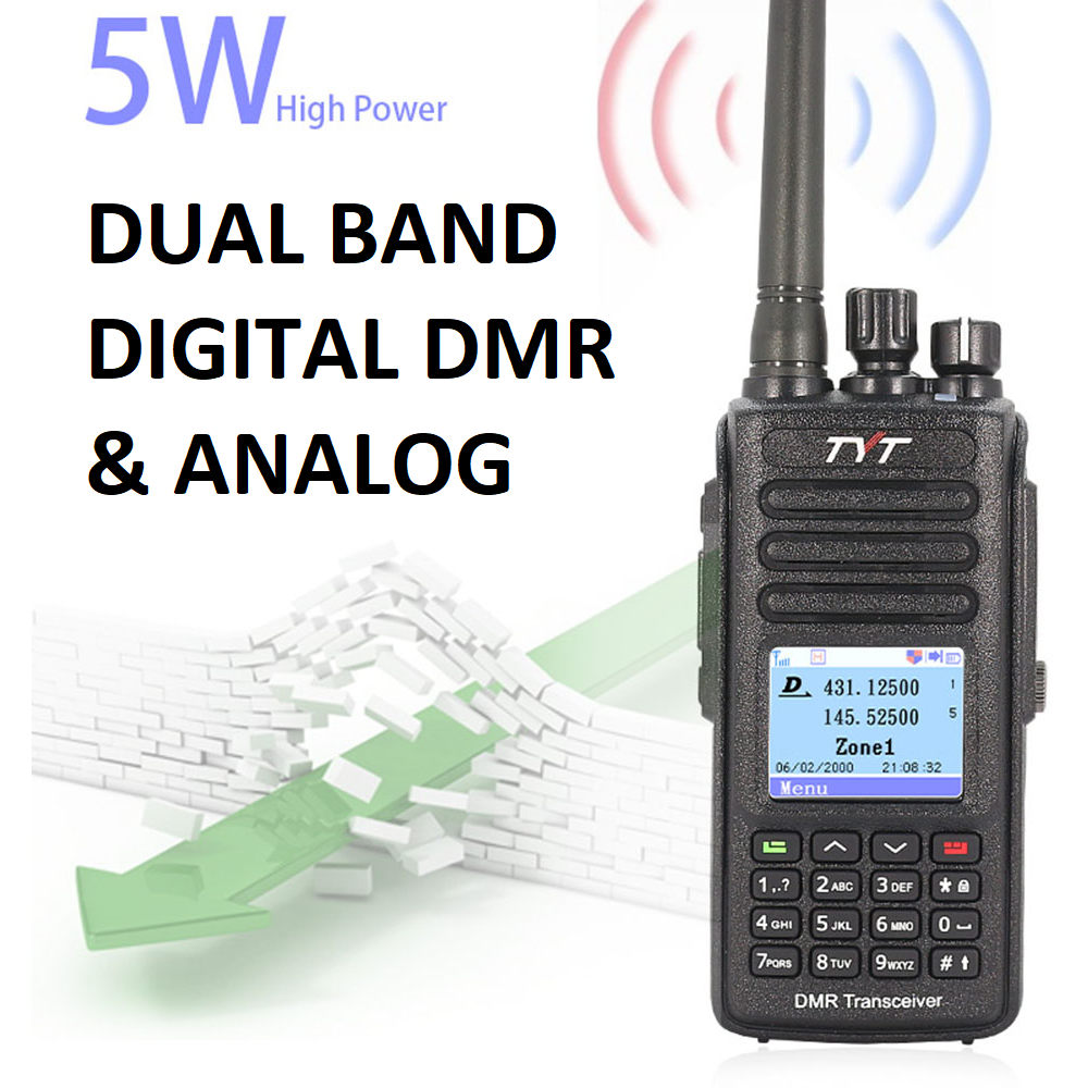TYT MD-390 DMR Ham Walkie Talkie Dual VHF & UHF with Program Cable and