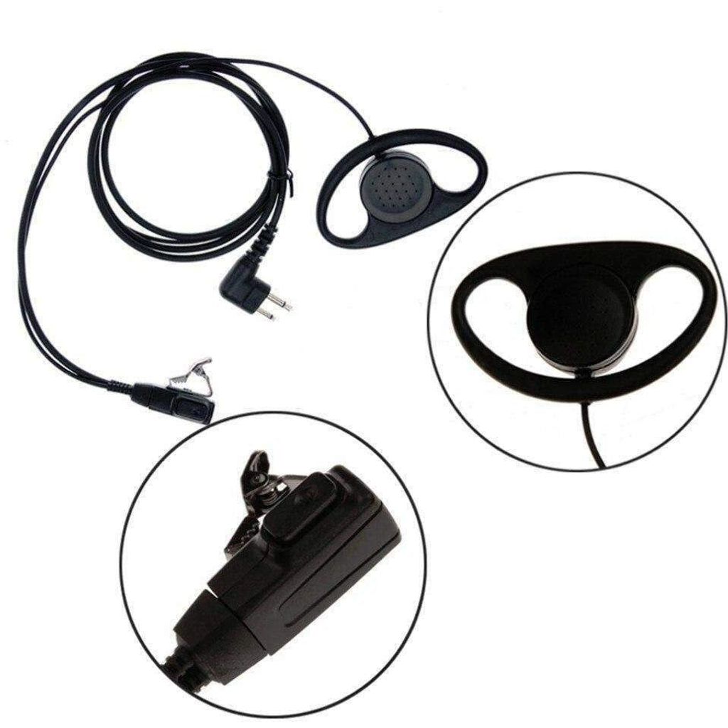 D Shape Earpiece / Microphone for Motorola 2-pin Radios