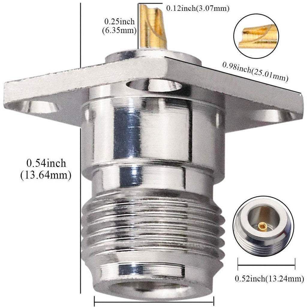 N Type Female Square Chassis Socket Solder Connector